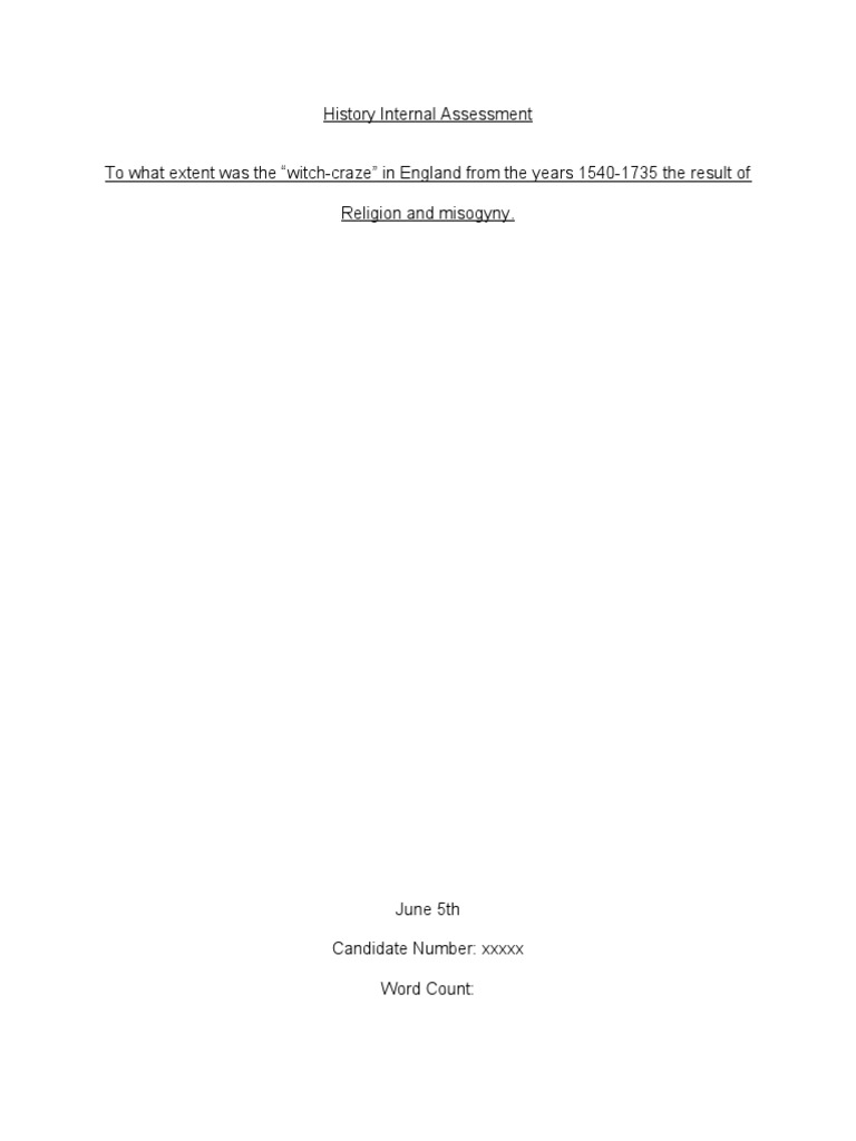 History Internal Assessment - Felix | PDF | Witchcraft | Witch Hunt History Internal Assessment - Felix | PDF | Witchcraft | Witch Hunt