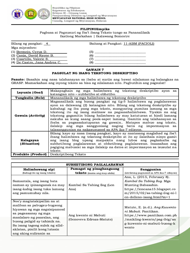 TEKSTONG-DESKRIPTIBO | PDF