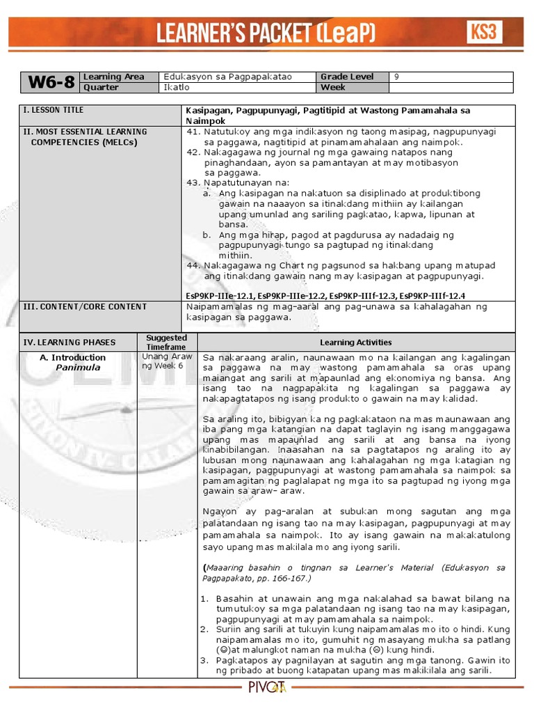 EsP9 Wk6-8 Final | PDF