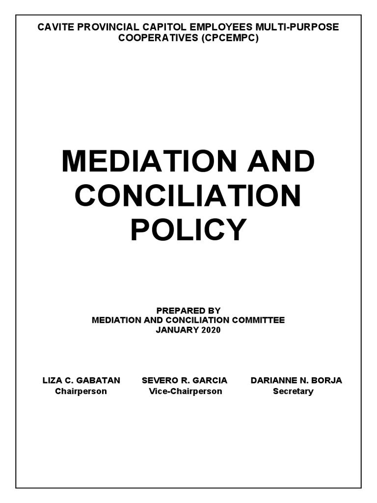 CPCEMPC Mediation and Conciliation Policy | PDF
