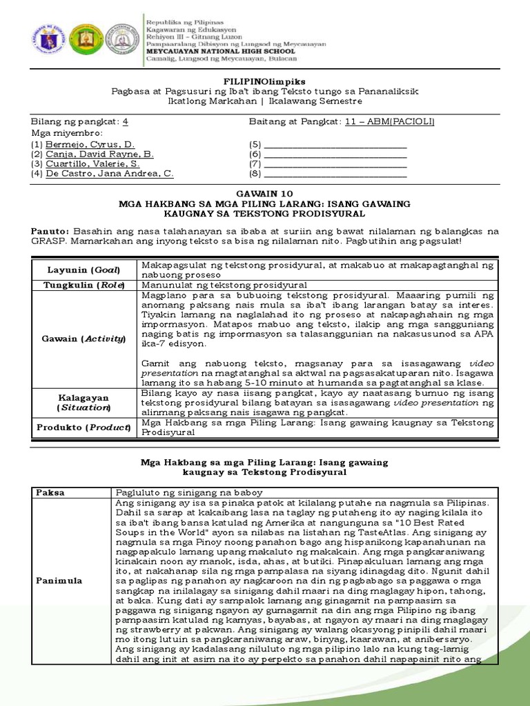 Pagbasa Templeyt para Sa Tekstong Prosidyural Group 4 Final | PDF