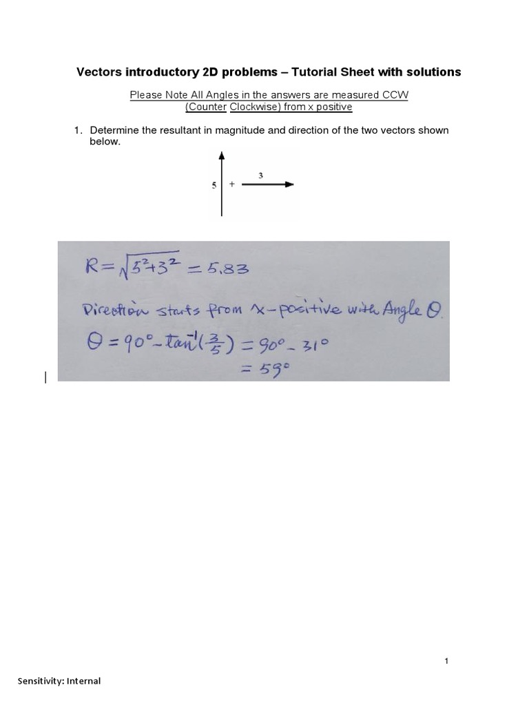 10 Solution - Vectors - Intro - Tutorial - Part - A | PDF 10 Solution - Vectors - Intro - Tutorial - Part - A | PDF