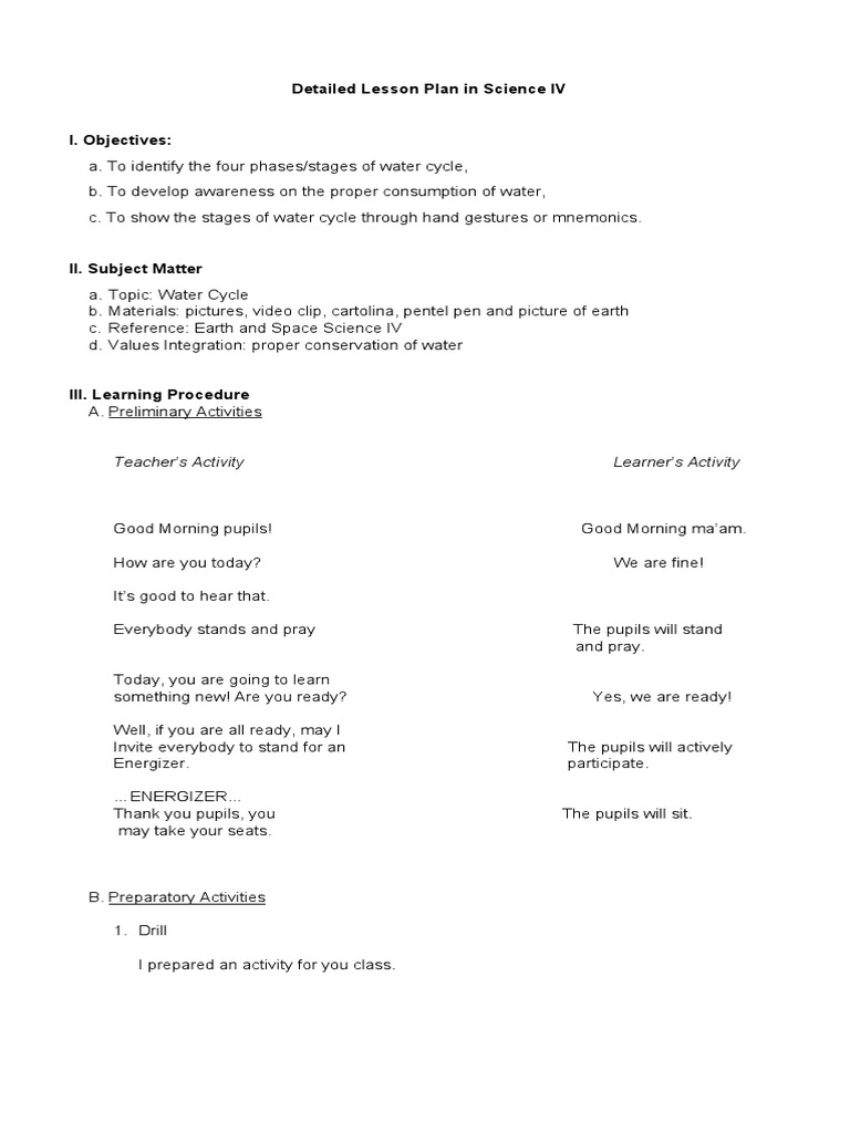 Detailed Lesson Plan in Science IV | PDF