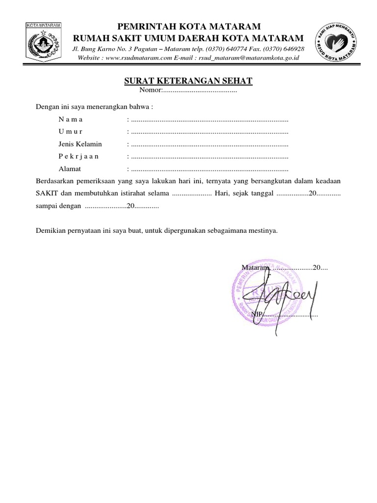 SURAT KETERANGAN SEHAT | PDF