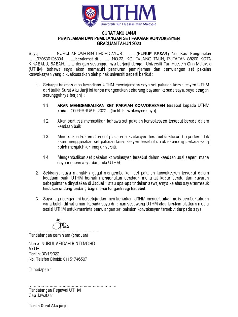 Surat Aku Janji (Updated) | PDF