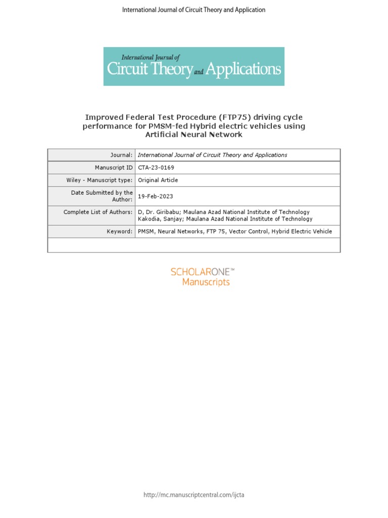 Improved Federal Test Procedure - FTP75 - Driving Cycle Performance For ...