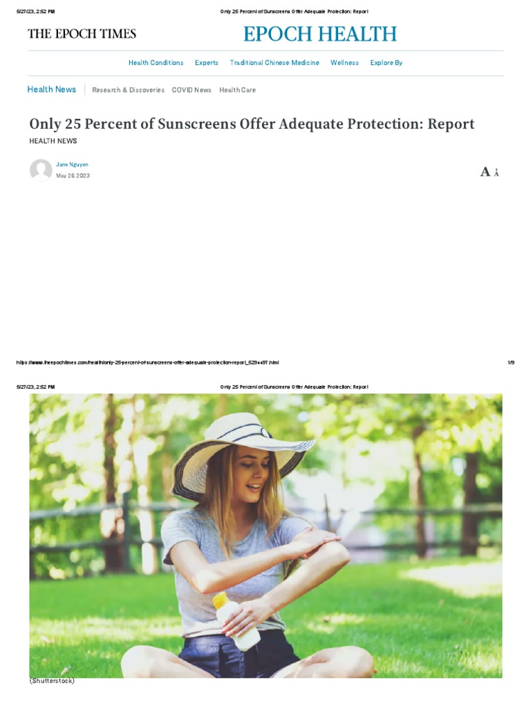 Only 25 Percent of Sunscreens Offer Adequate Protection - Report | PDF | Sunscreen | Ultraviolet