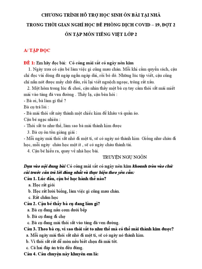 Lop 2 Tieng Viet | PDF