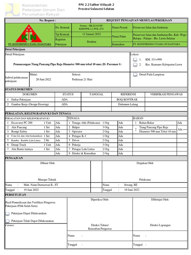 Request Pancang Pipa Baja | PDF