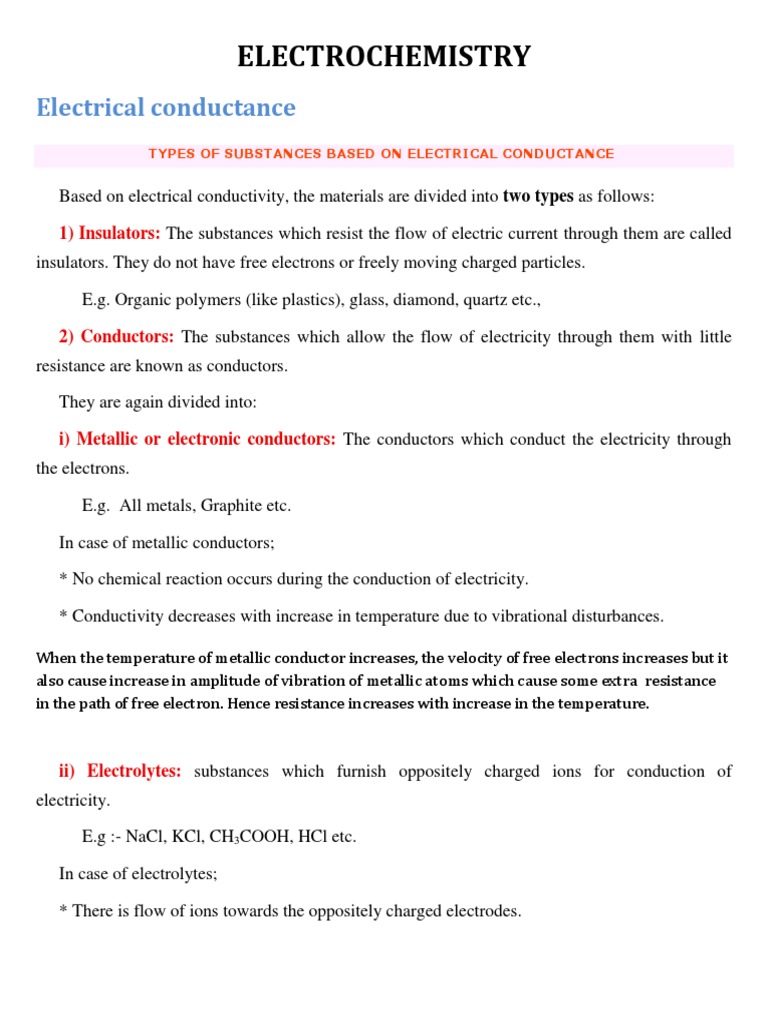 Electro Chemistry | PDF