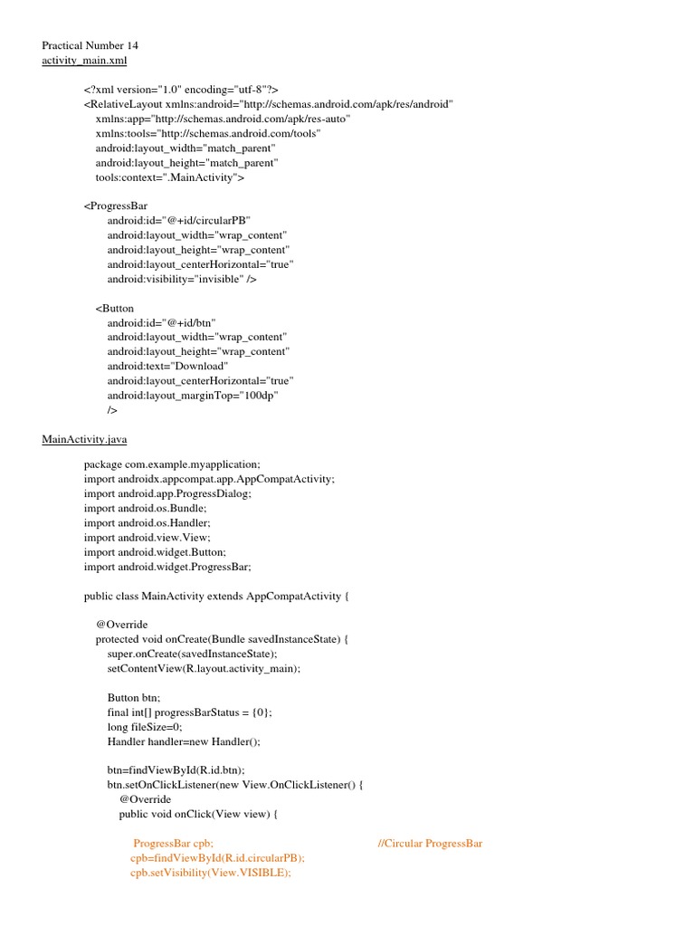 Practical No 13 ProgressBar | PDF