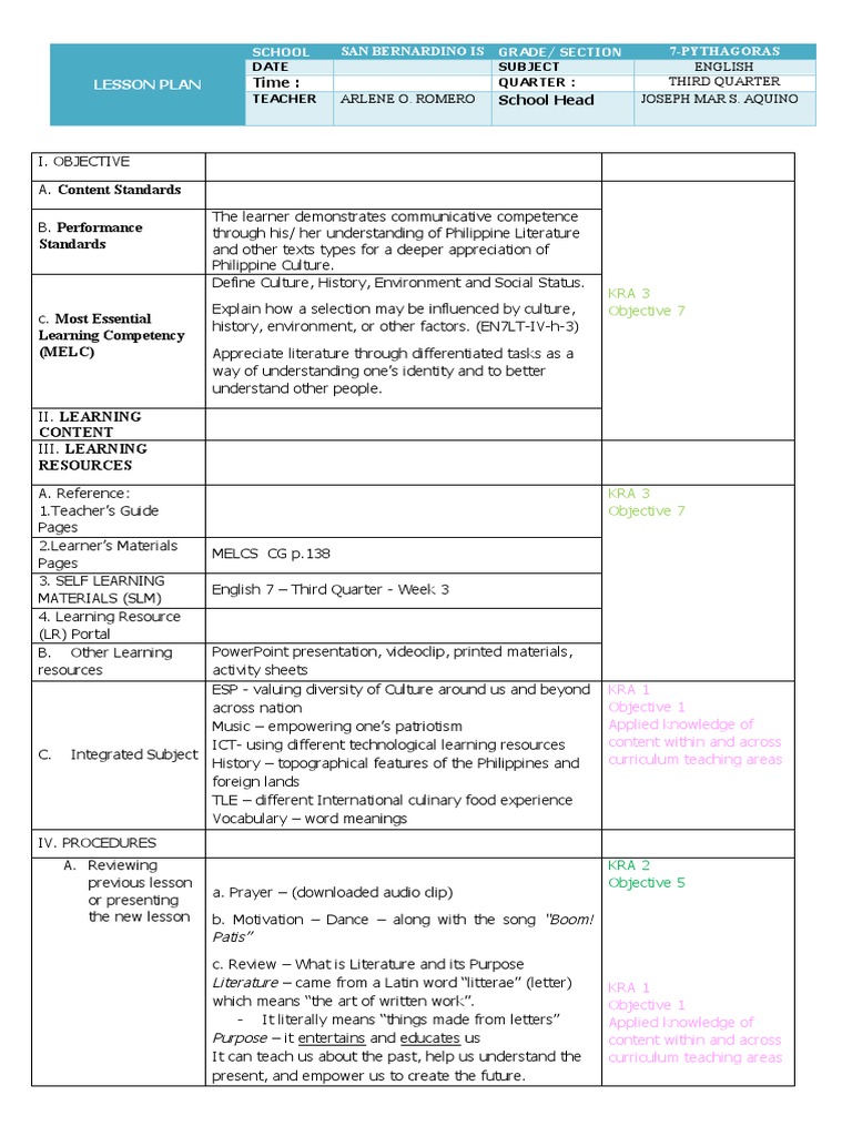 Q3 COT - LP English 7 ROMERO - ARLENE | Download Free PDF | Learning | Curriculum