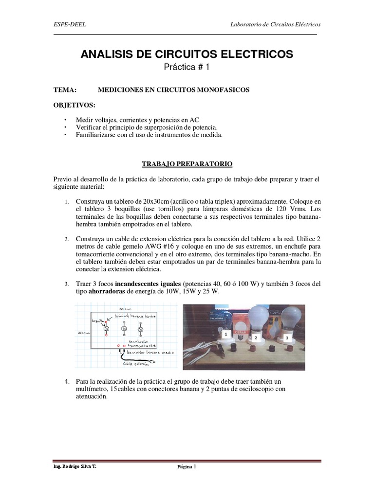 Practica #1 Mediciones Monofasicos 2022 | PDF | Energia electrica | Enchufes y tomas de ...