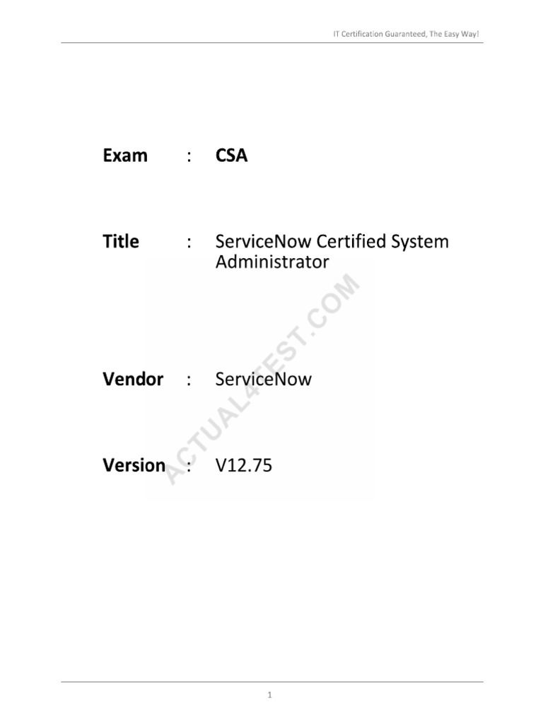 Servicenow CSA | PDF