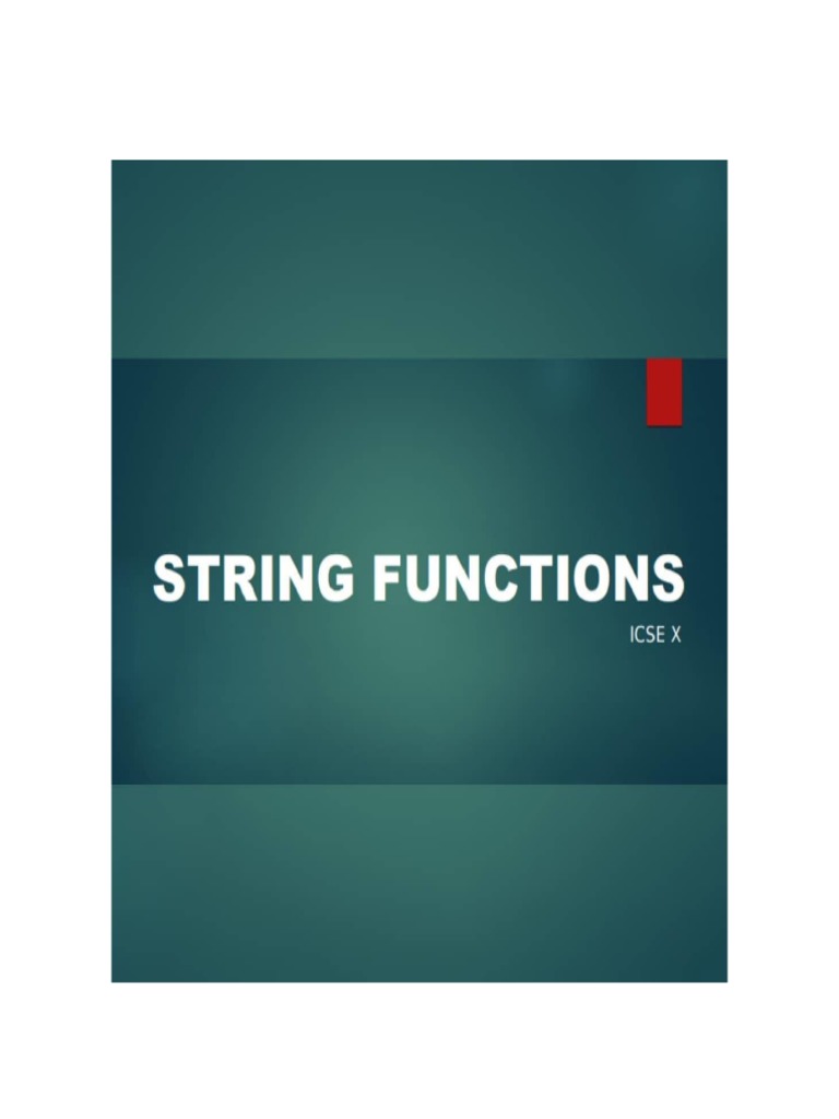 String Functions | PDF String Functions | PDF