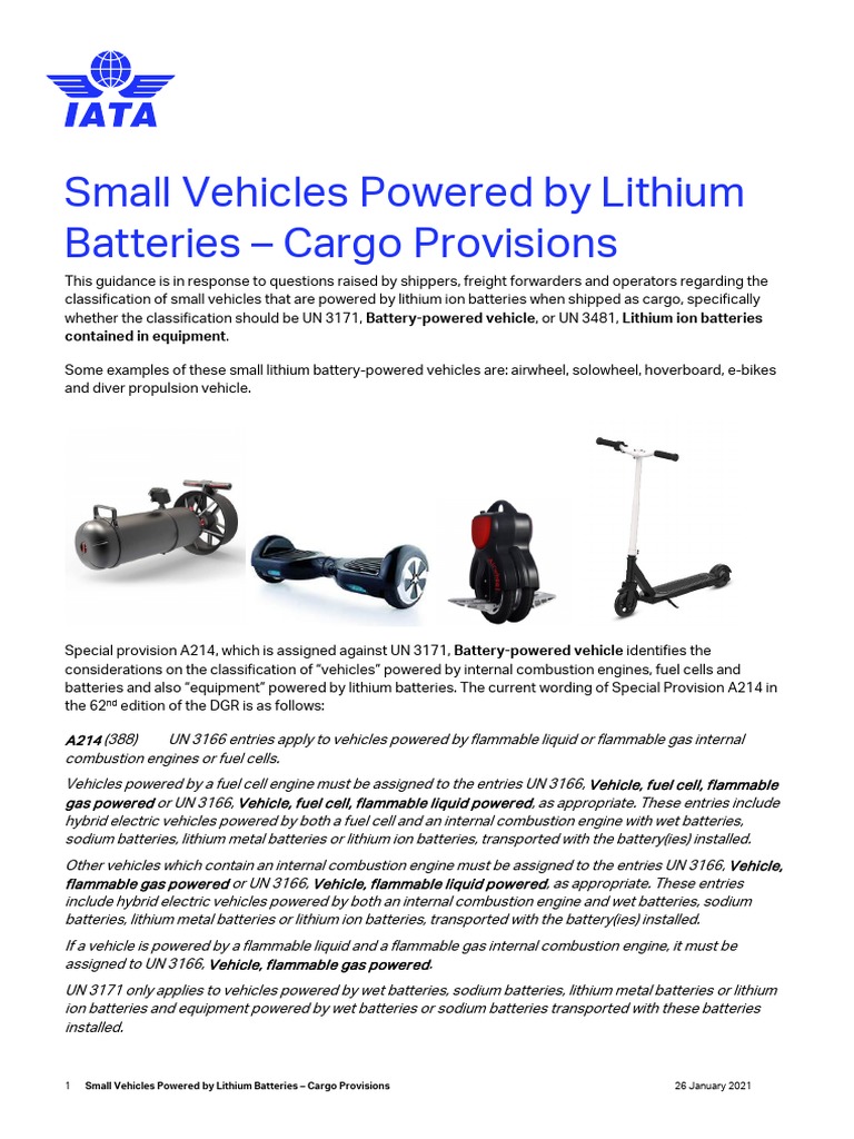 Iata - Lithium Battery Vehicles Cargo - 2023 | PDF | Vehicles | Cargo