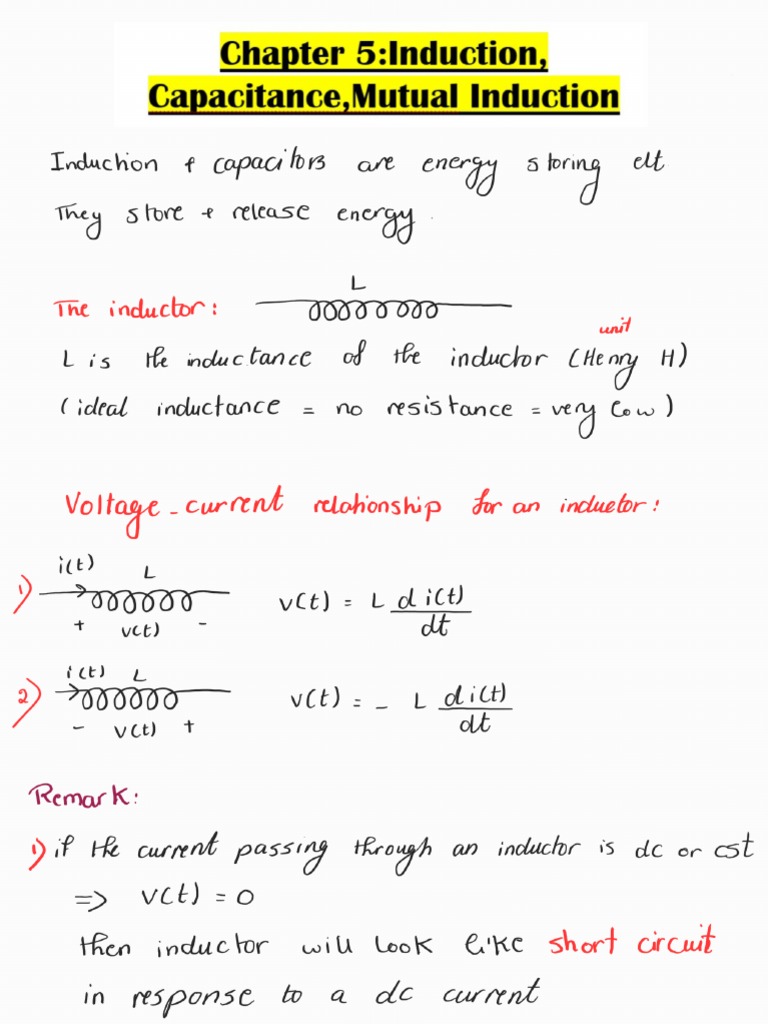 Electric Circuits 1 - Inductuction, Capacitance, Mutual Induction | PDF