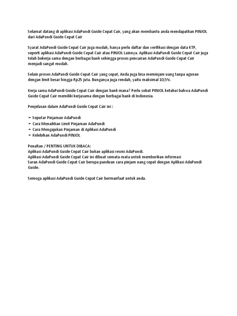 AdaPundi Guide Cepar Cair | PDF