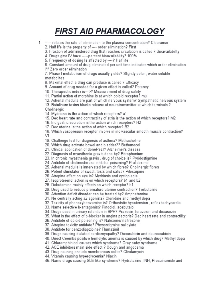 First Aid Pharmacology | PDF