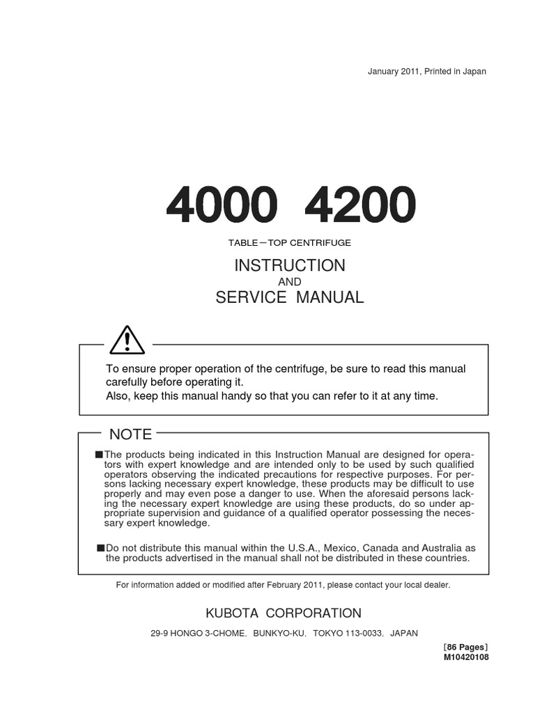 Kubota 4000 Service Manual | PDF | Centrifuge | Acceleration