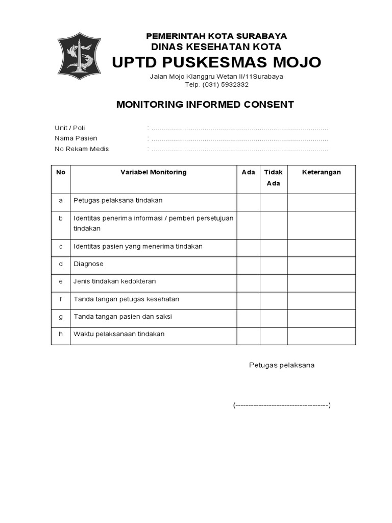 Lembar Monitoring Informed Consent | PDF