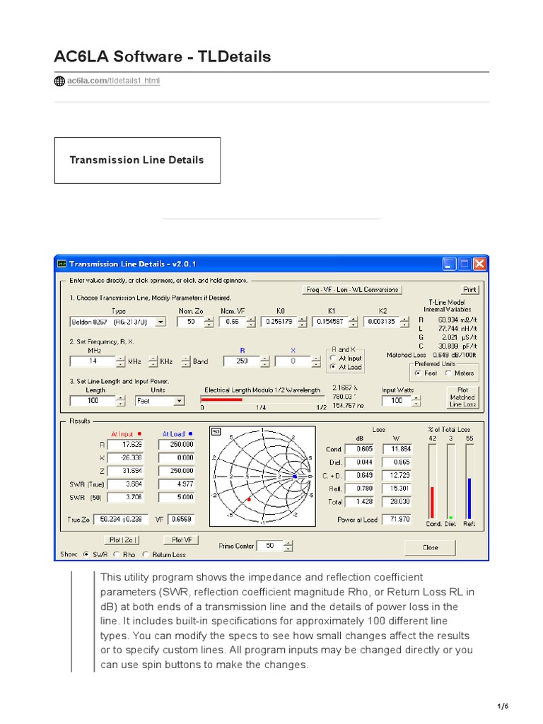 AC6LA Software - TLDetails | PDF | Inductance | Transmission Line