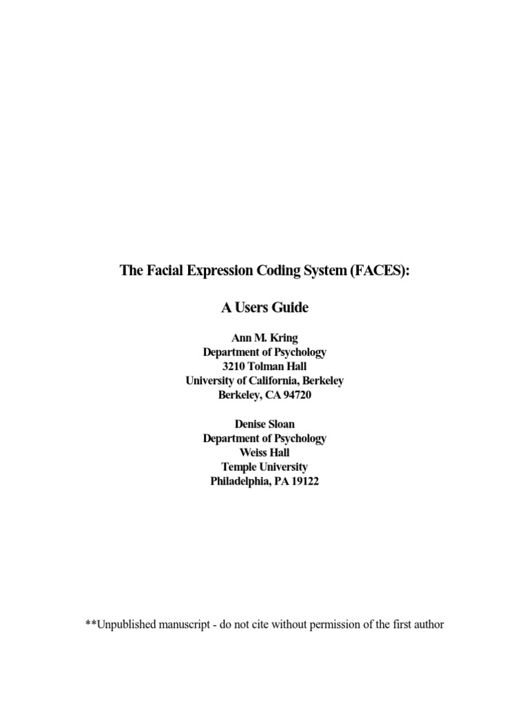 Faces Manual Pdf Emotions Facial Expression