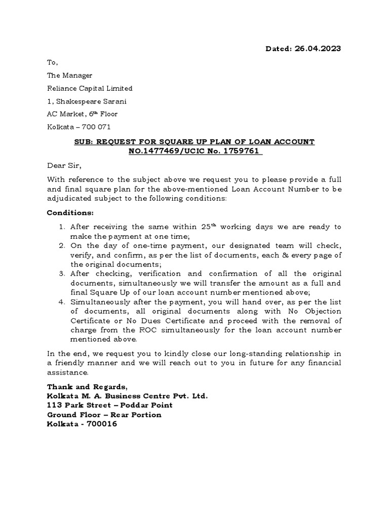 Letter To Financial Institution | PDF