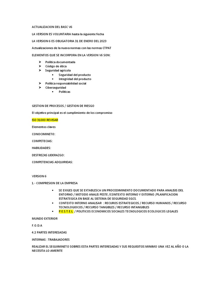 Actualizacion Del Basc V6 | PDF