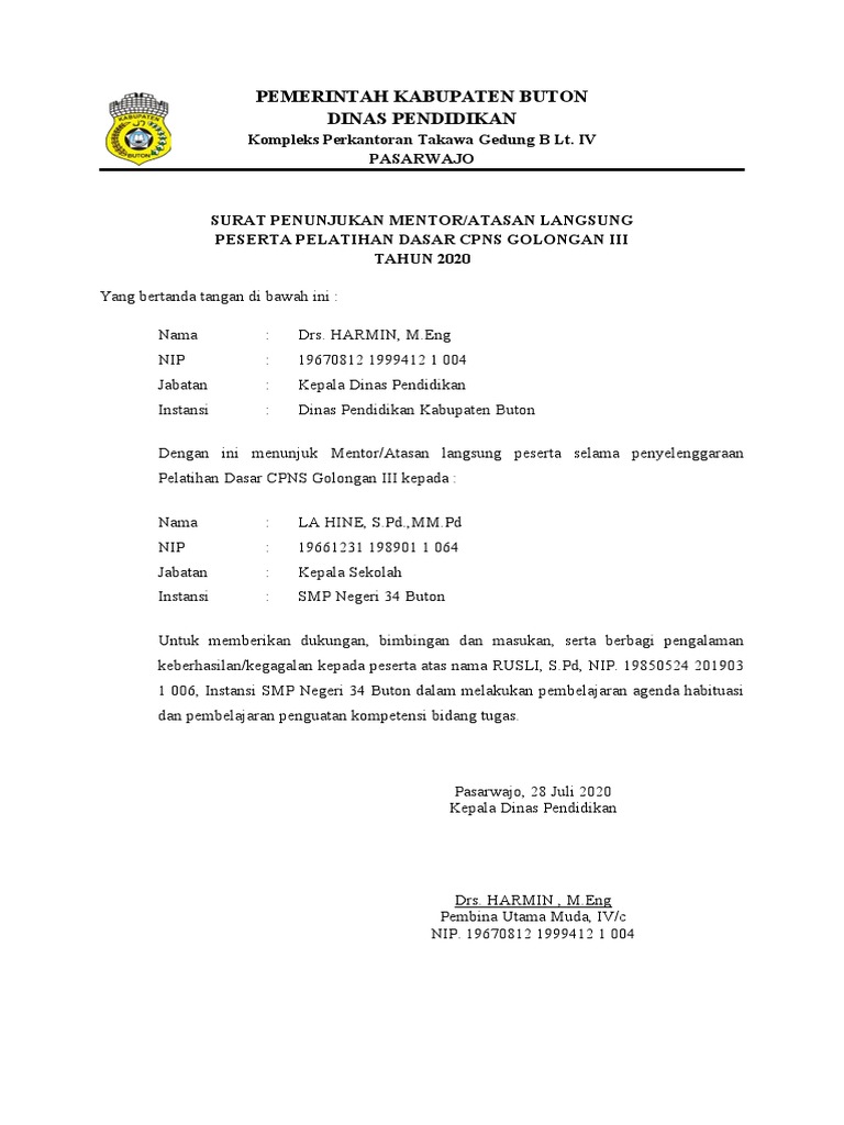 Surat Penunjukan Mentor | PDF