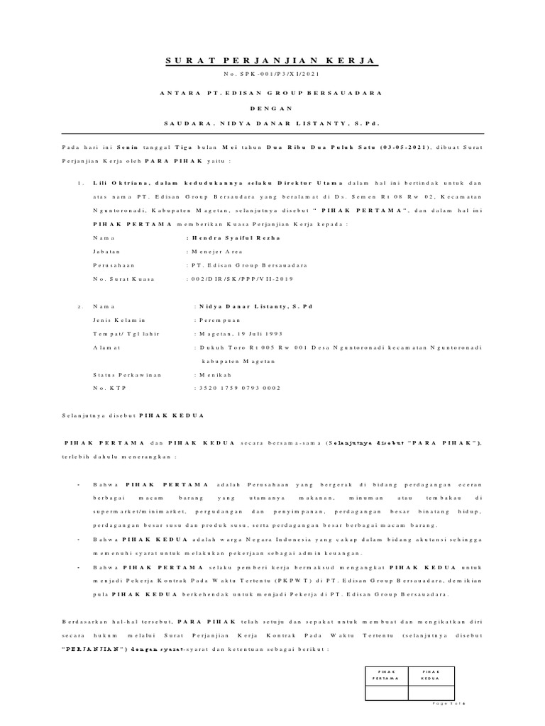 PKWT SDM Office P3 PKPWT | PDF