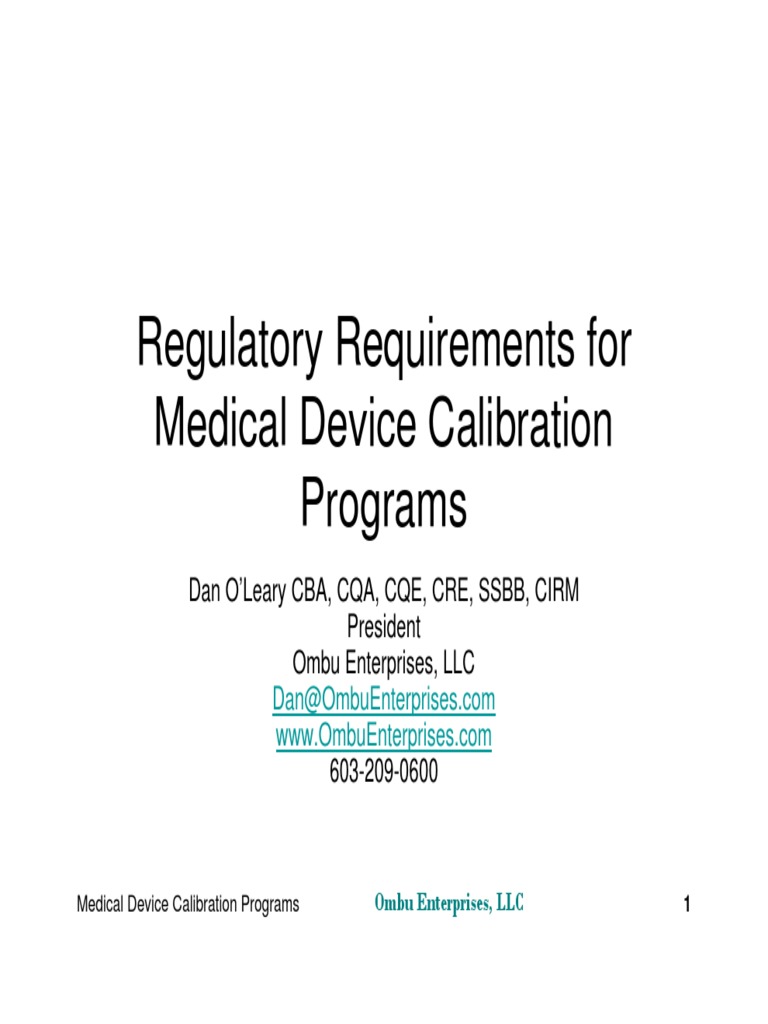 Medical Device Calibration Program | PDF