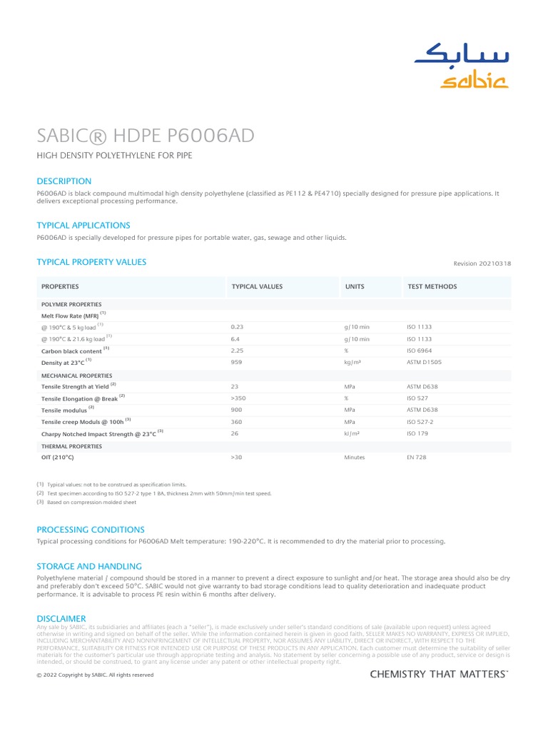 SABIC® HDPE - P6006AD - Global - Technical - Data - Sheet | PDF ...
