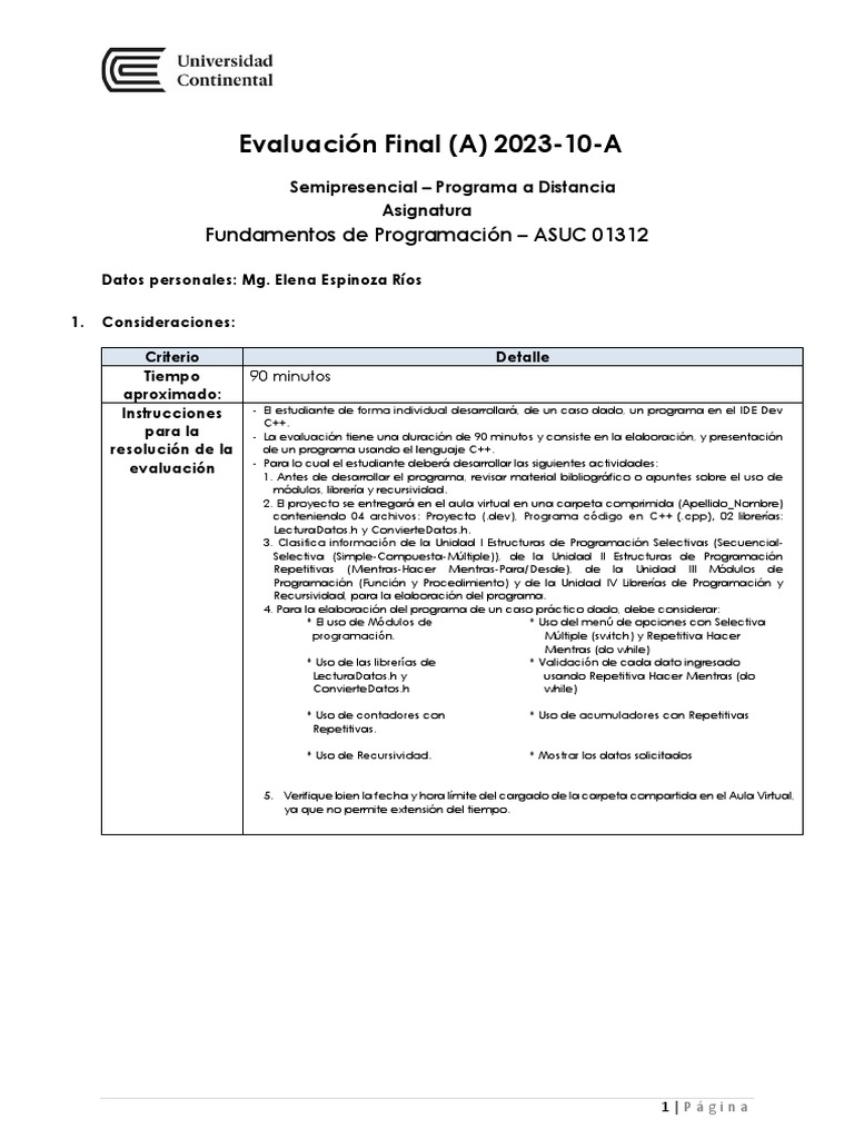 Examen Final 2023-10A | PDF