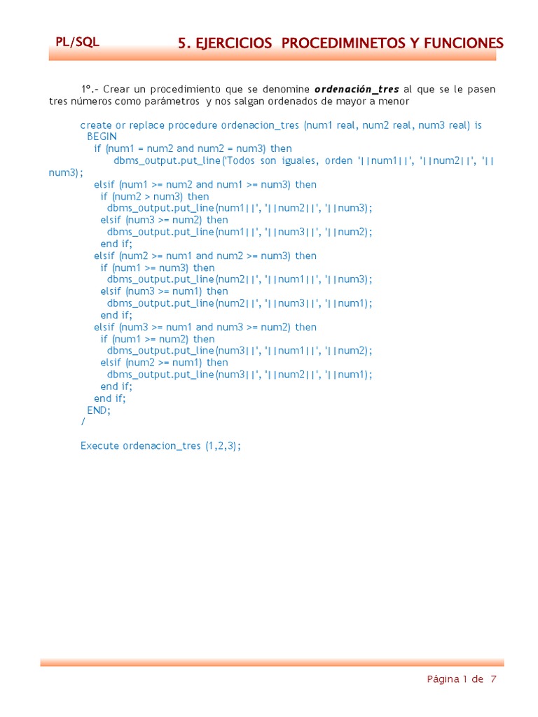 II Parte PL SQL 5 Subprogramas (Procedimientos Funciones) Resueltos | PDF