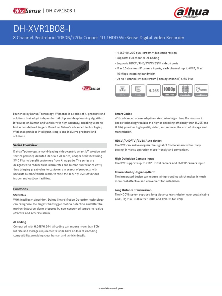 DH XVR1B08 I | PDF | Video | Codec