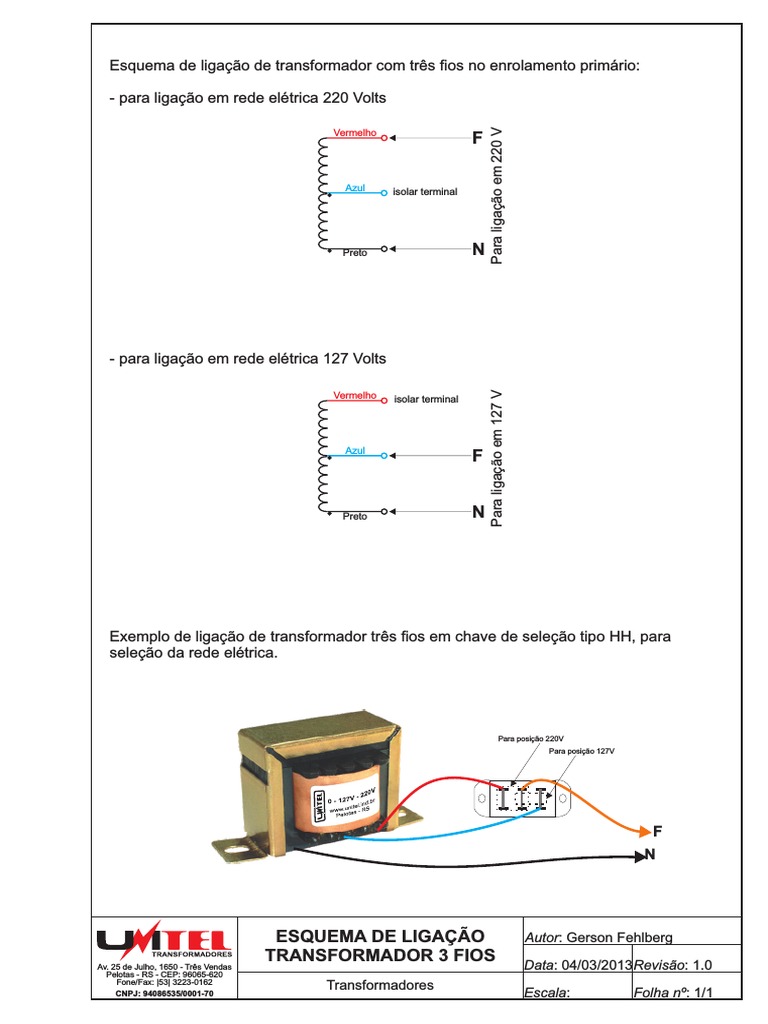 Esquema de Ligacao de Transformador Com 3 Fios No Enrolamento Primario ...