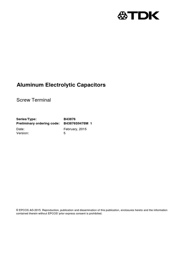 B43876S9478M 1 - Ed5 | PDF | Capacitor | Electrical Equipment