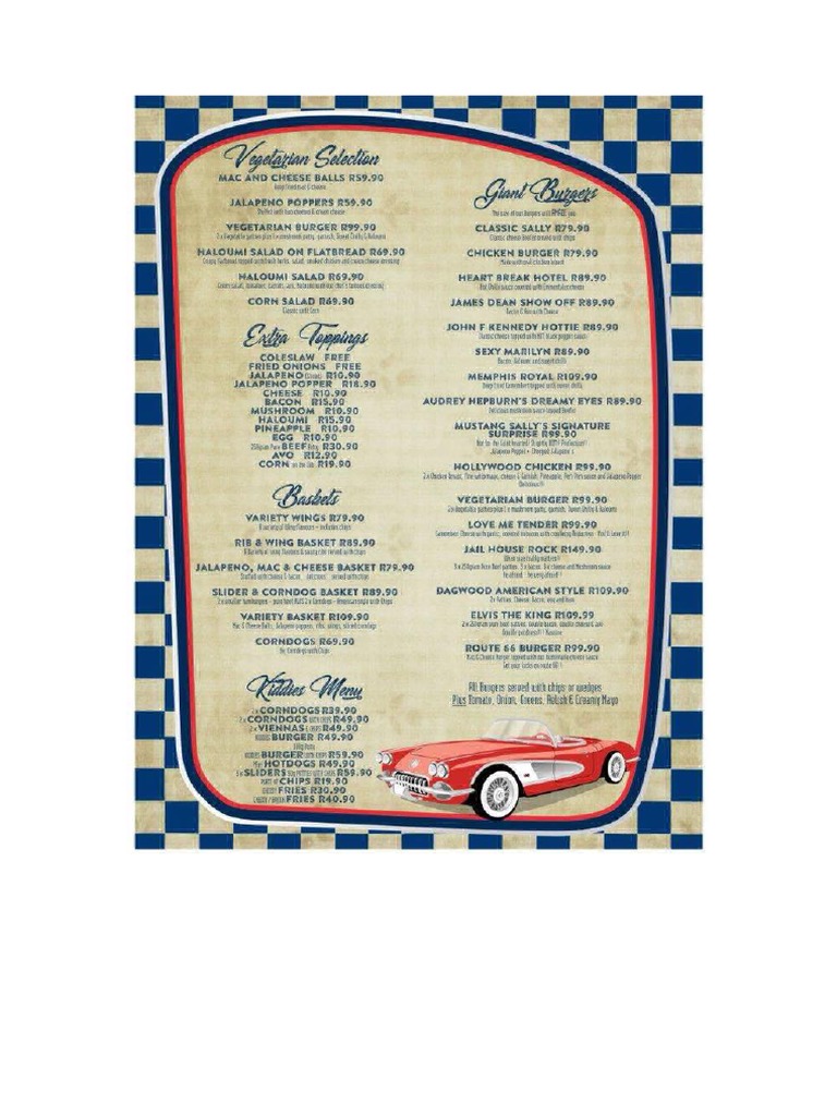 Mustang Sallys Pub Diner Menu | PDF