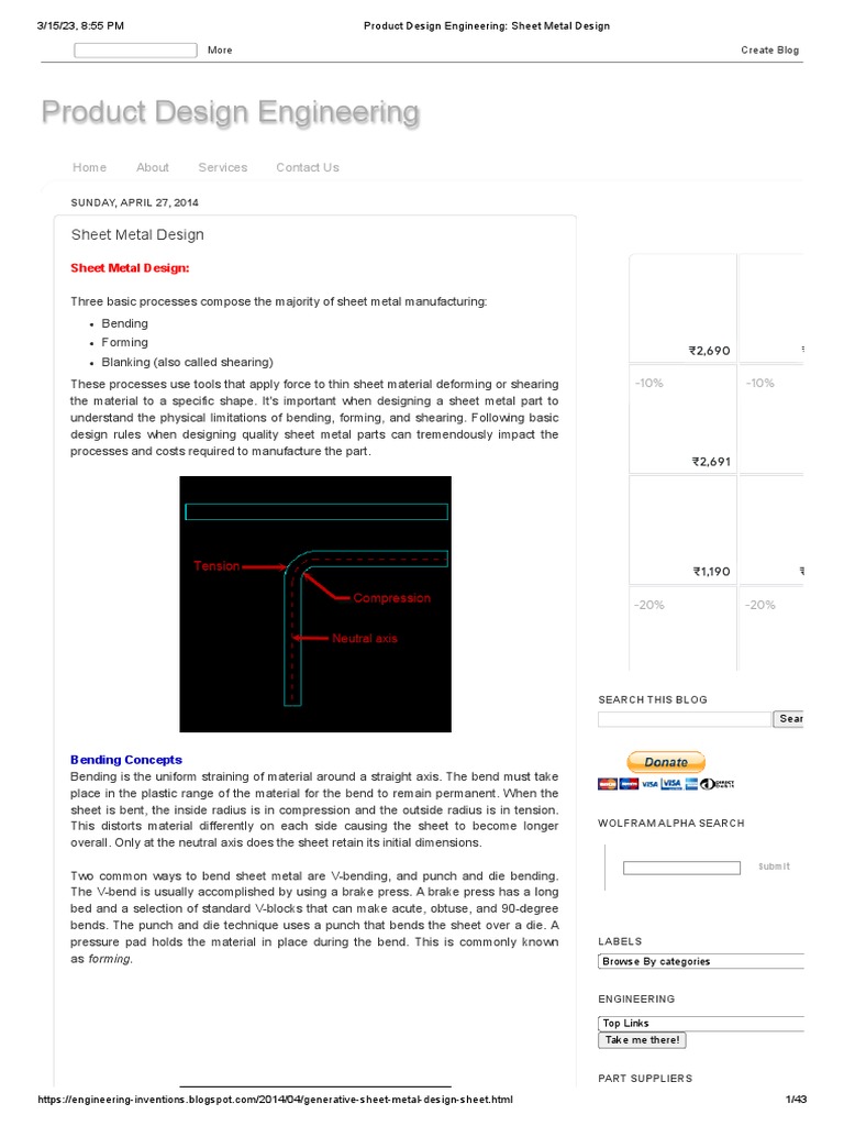 Product Design Engineering - Sheet Metal Design | PDF | Sheet Metal ...
