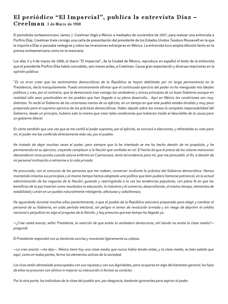 Entrevista Diaz Creelman | PDF | Democracia | Ideologías políticas