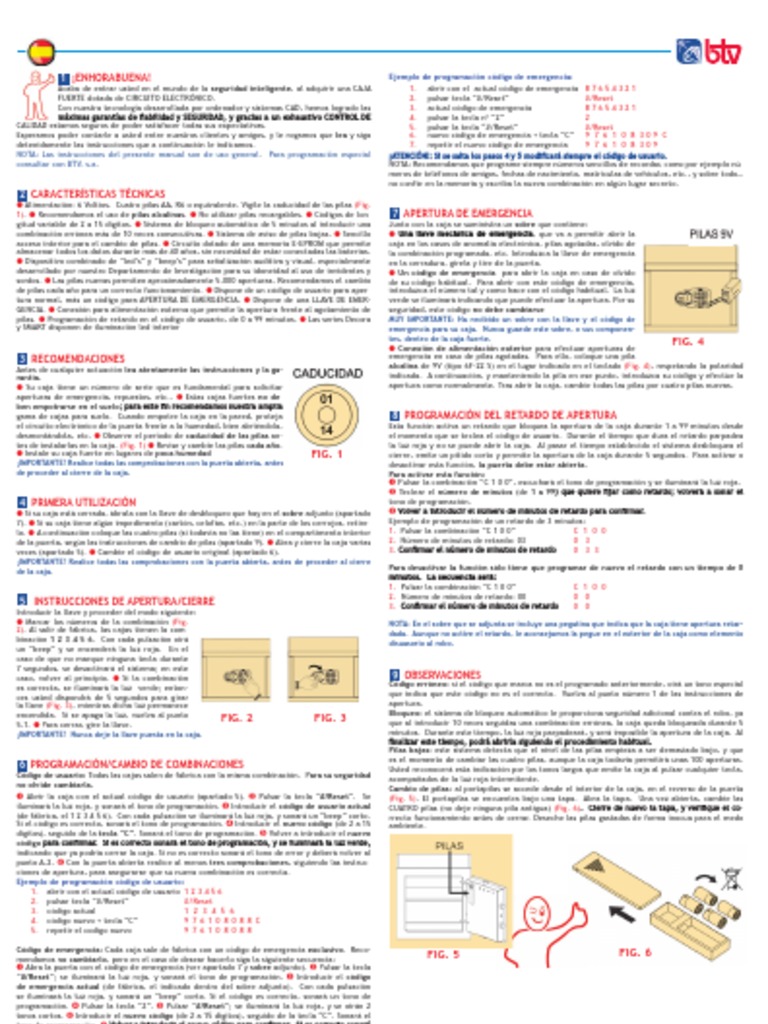 Manuel d'utilisation de coffre-fort électronique | PDF