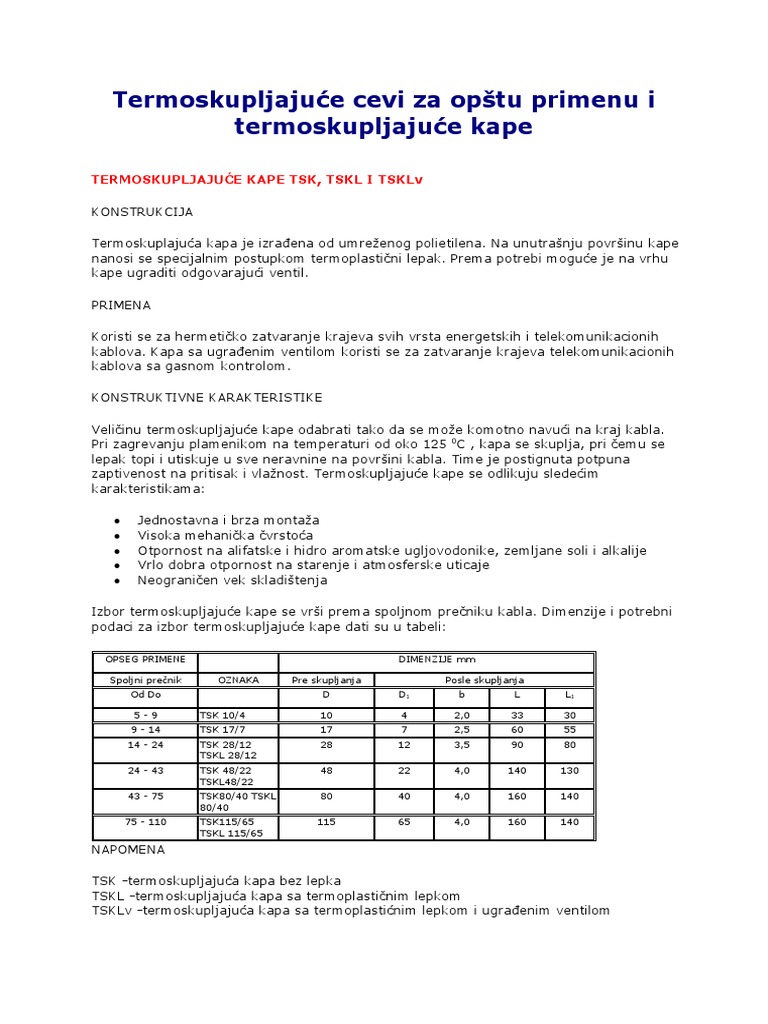 Termoskupljajuće Cevi | PDF