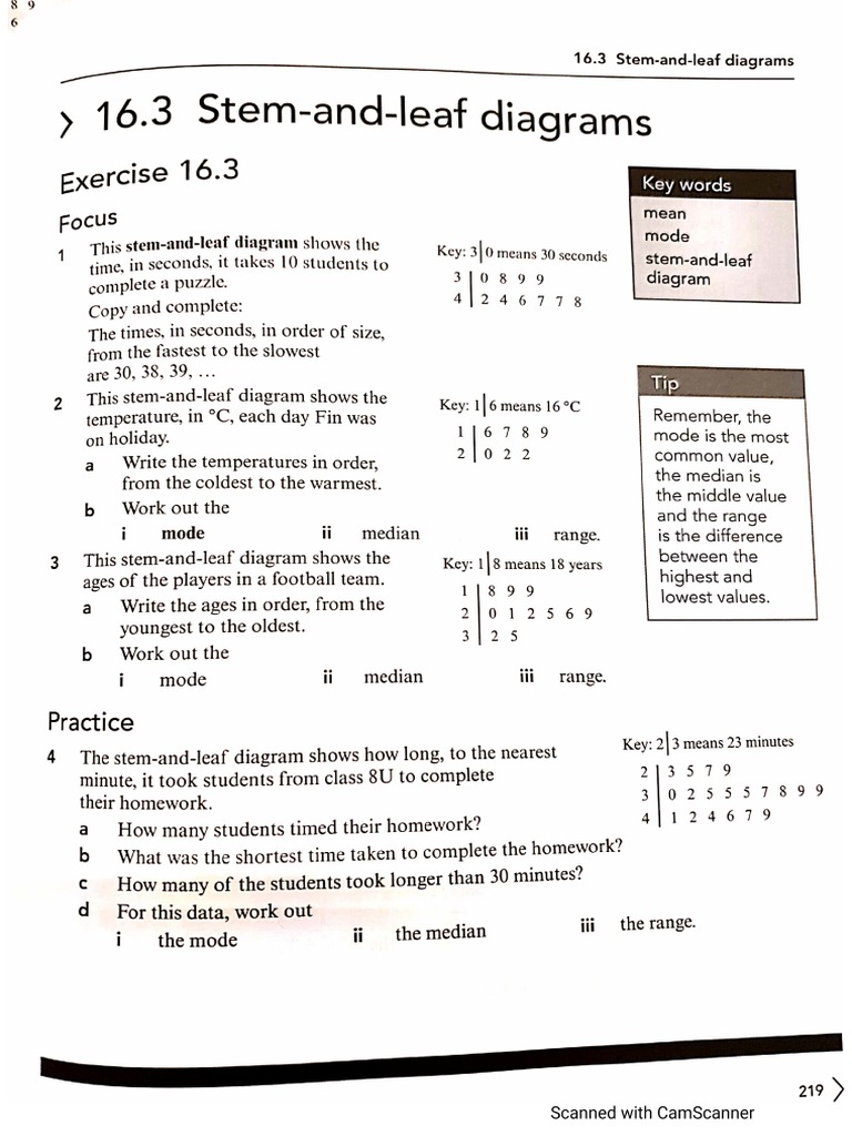 16.3 Stem and Leaf Diagrams | PDF