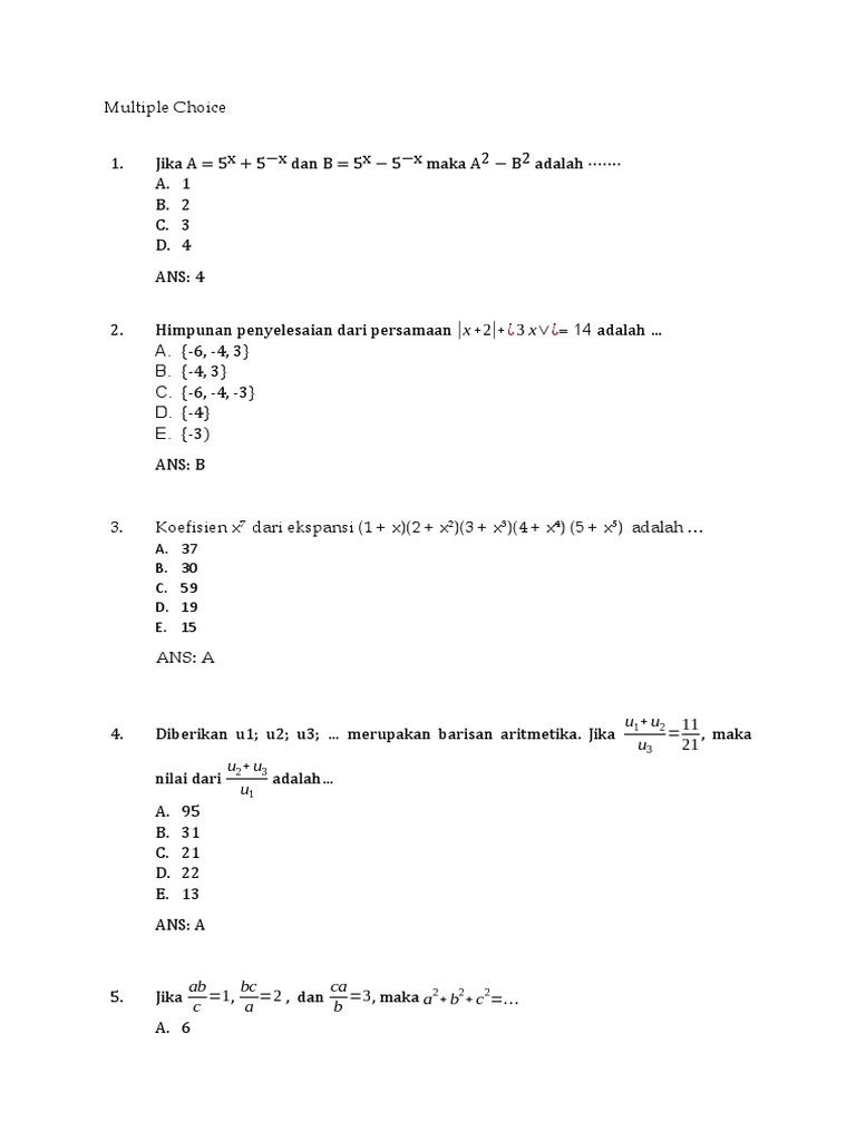 SOAL SELEKSI KSN MAT Komb Dan TB | PDF
