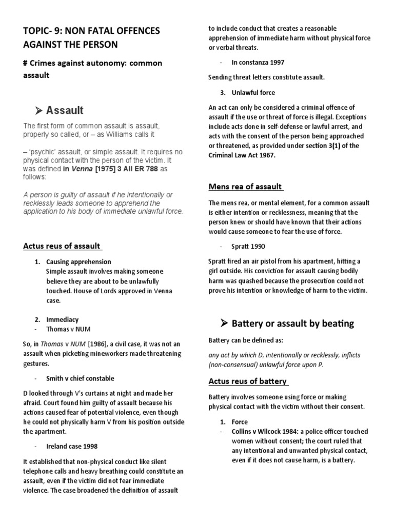 Notes Making of Past Papers | PDF | Assault | Causation (Law)