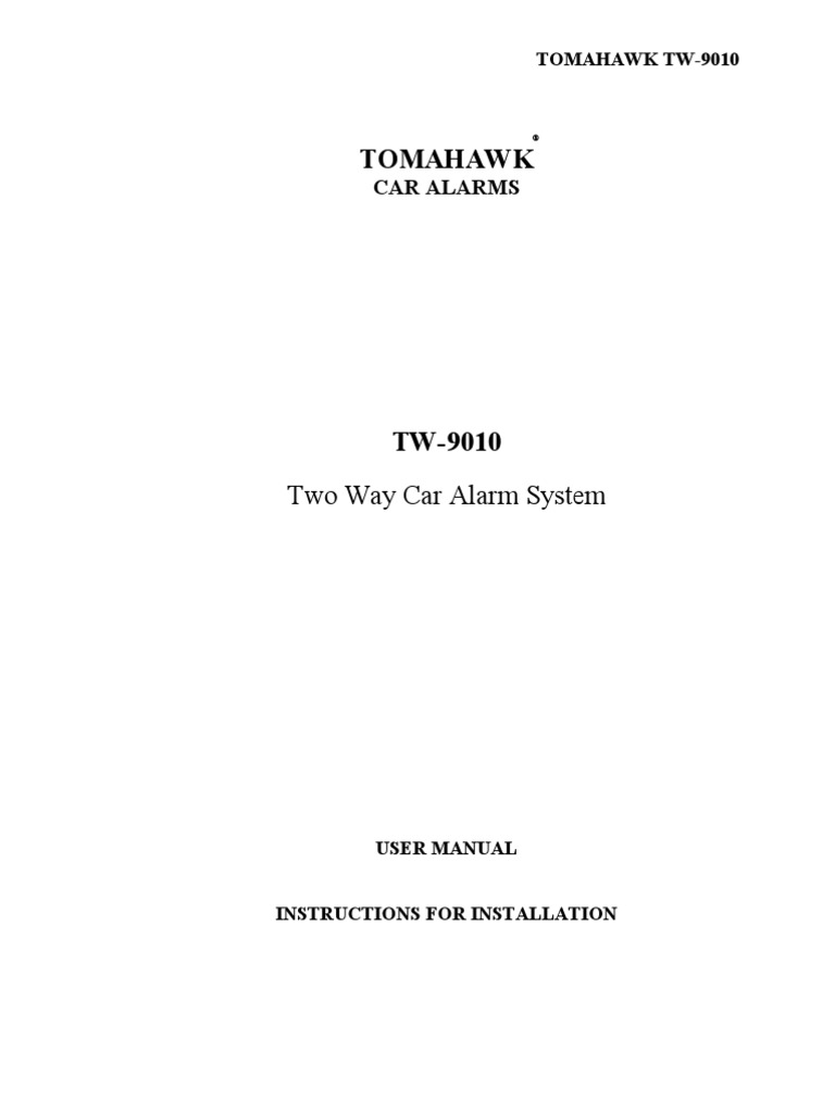 Tomahawk Car Alarm TW - 9010 English Manual | PDF | Relay | Fuse ...