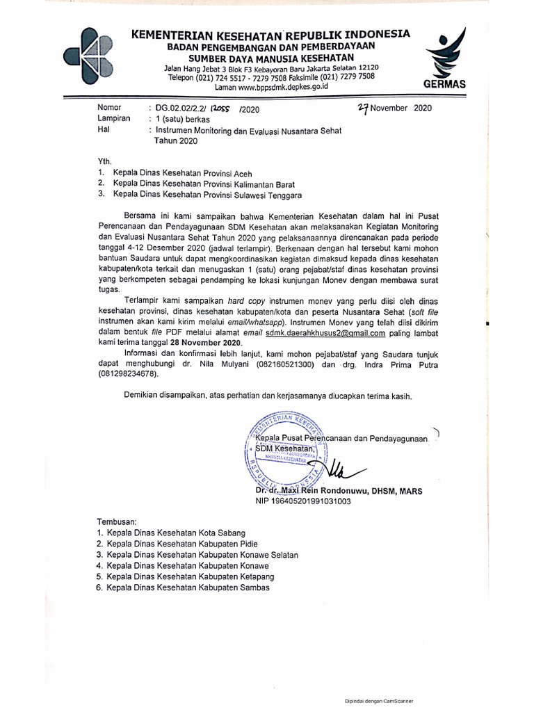 Instrumen Monitoring Dan Evaluasi NS Tahun 2020 | PDF