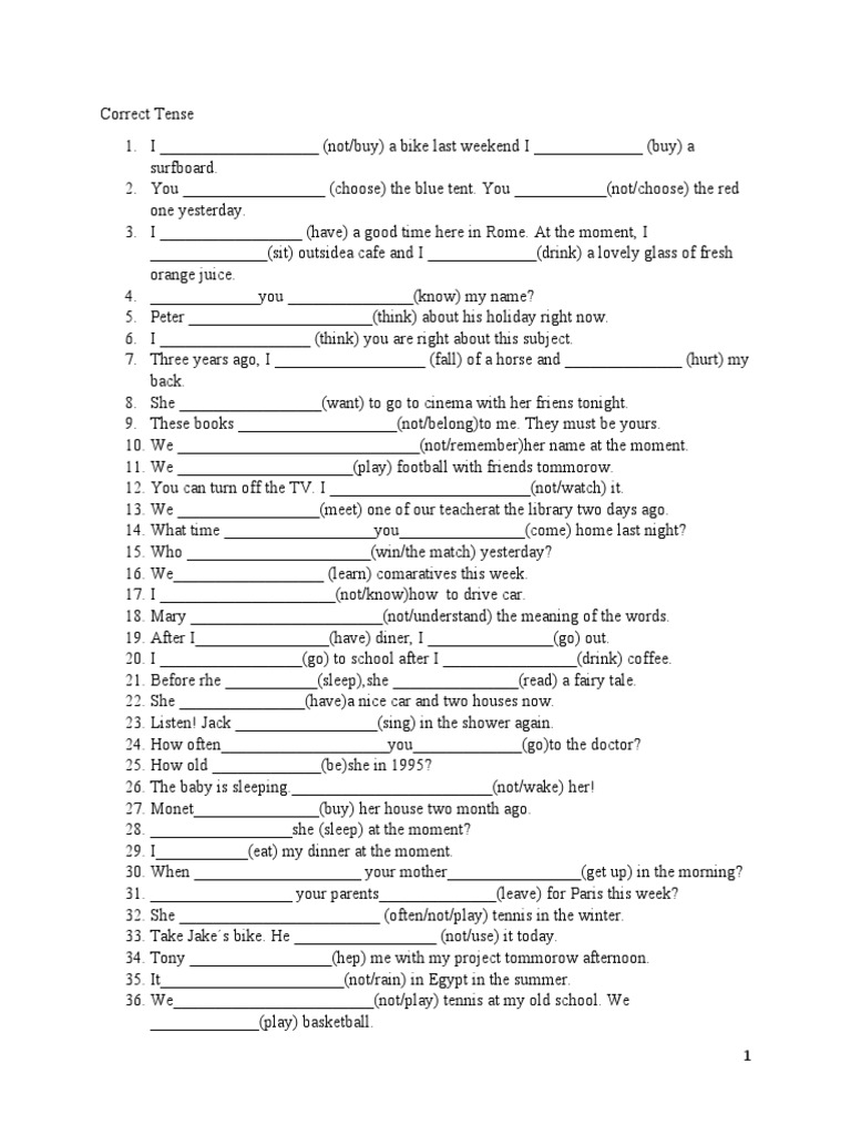 Correct Tense | PDF