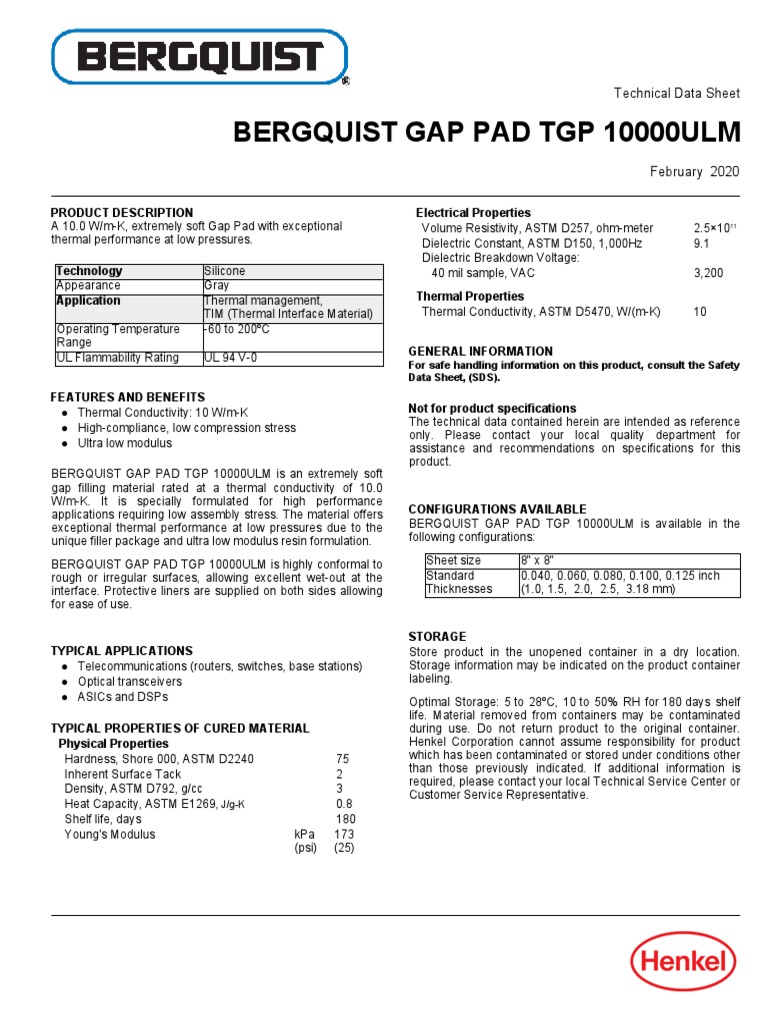 BERGQUIST GAP PAD TGP 10000ULM en - US | PDF